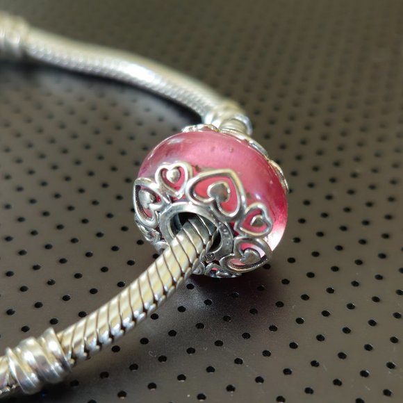 Pandora | Jewelry | Pandora Reveal Your Love Pink Murano Glass Charm ...